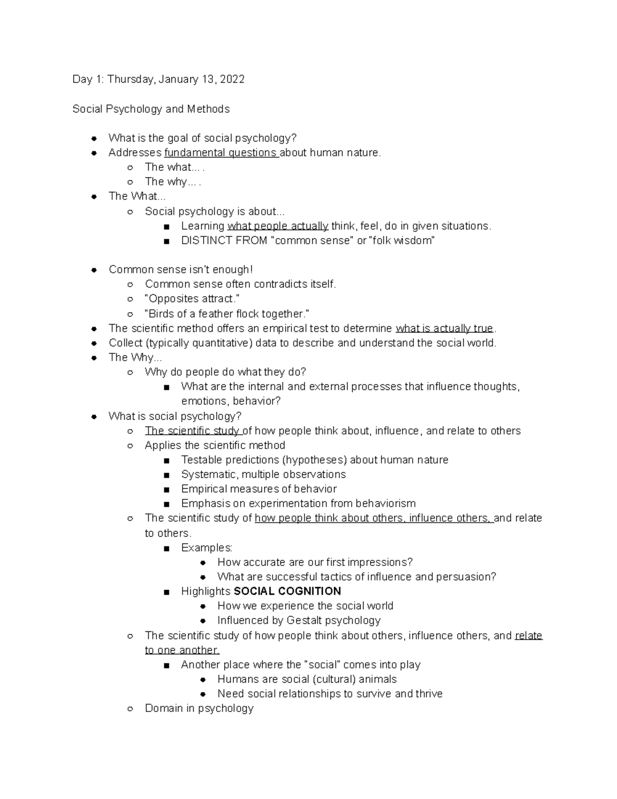 Unit 1 social psych - Jonathan Kuntsman; unit 1 study notes - Day 1 ...