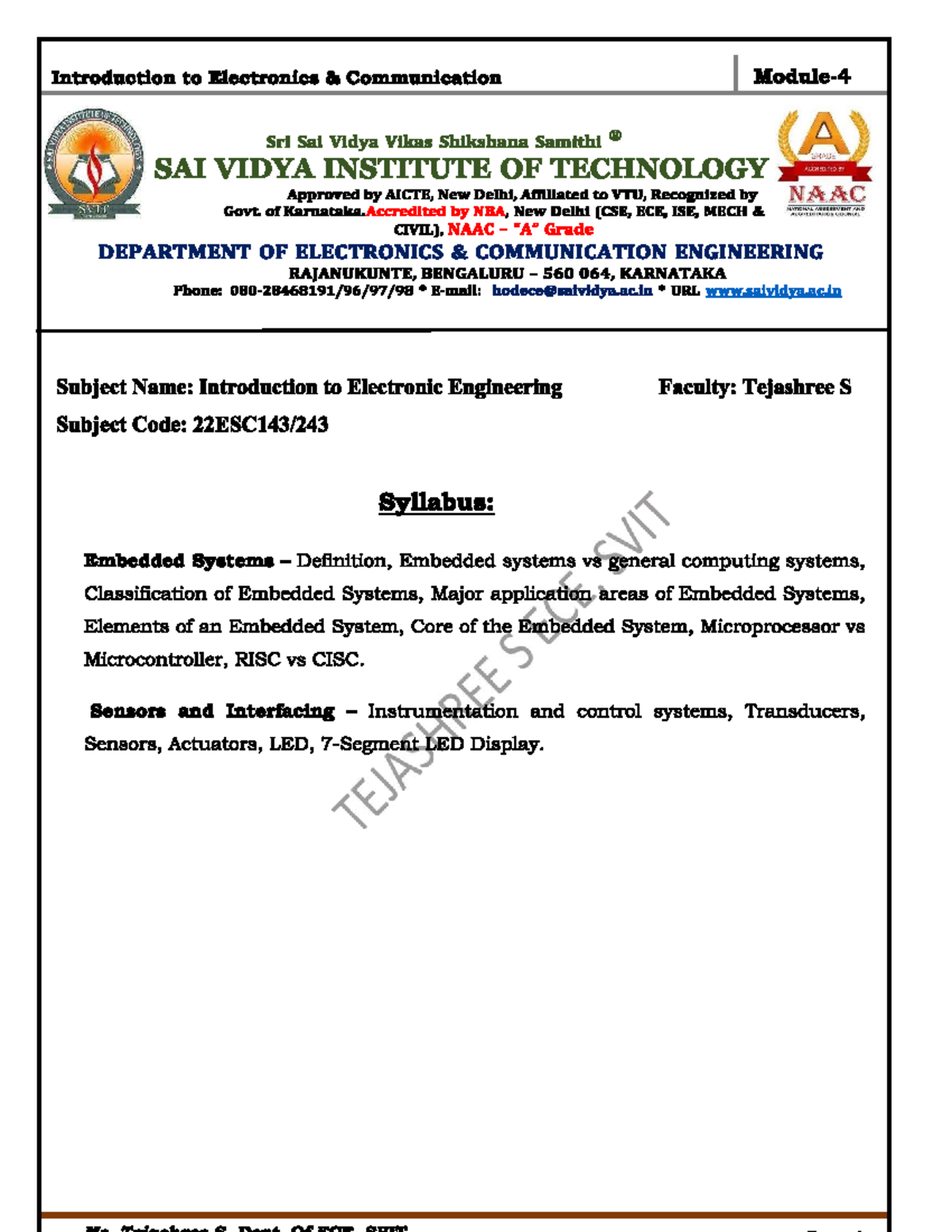 Introduction to Embedded Systems (CSE, ECE) - Concepts and Applications ...