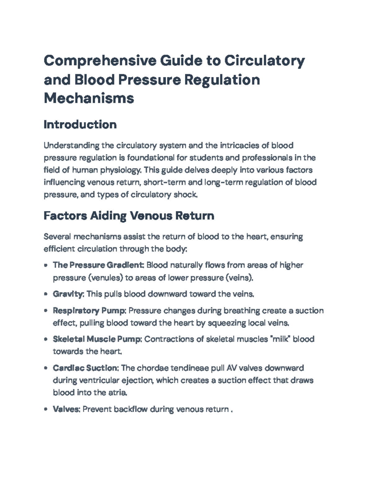 Comprehensive Guide to Circulatory System & Blood Pressure Regulation ...