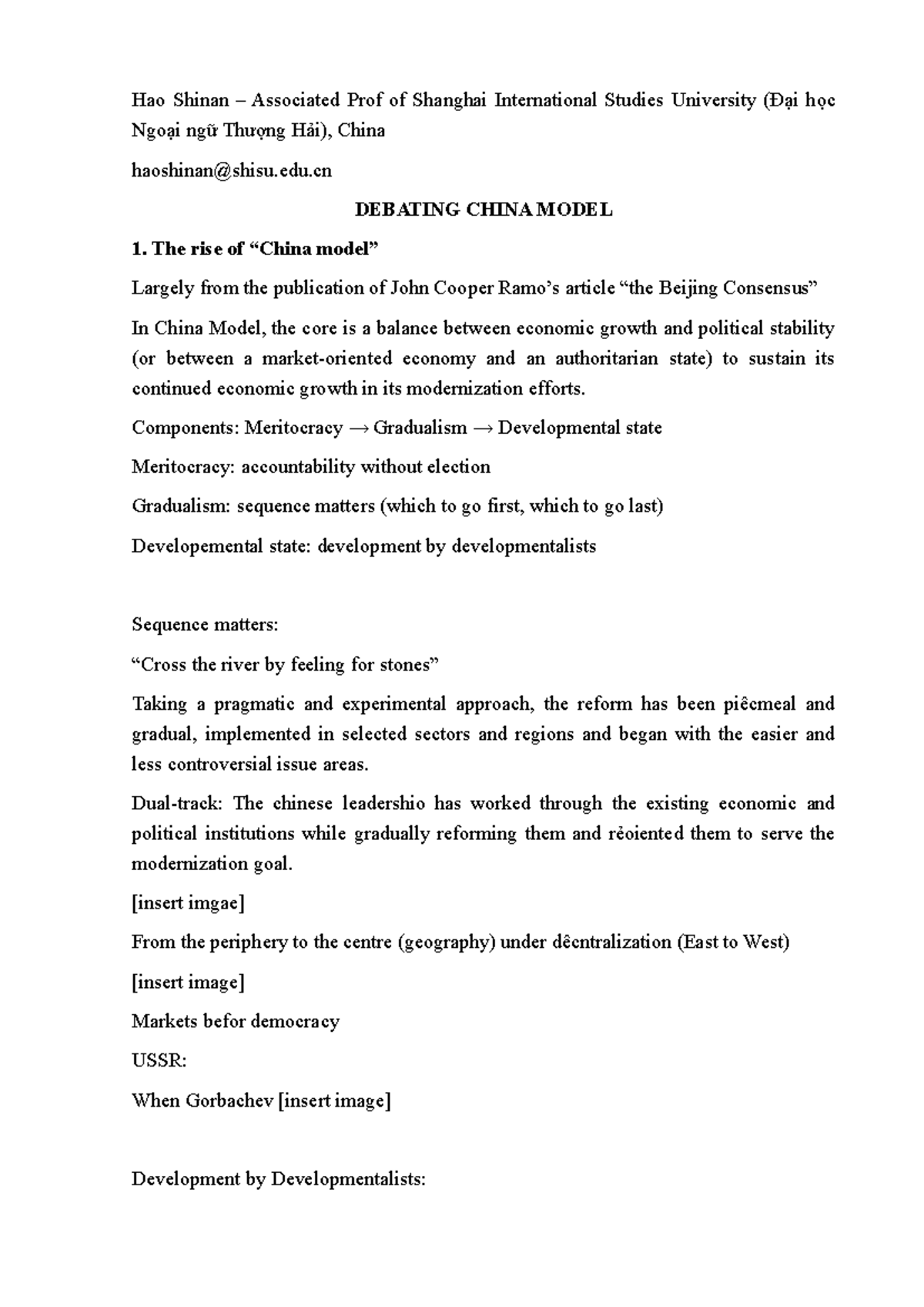 Debating the China Model: Economic Growth vs. Political Stability (USSH ...