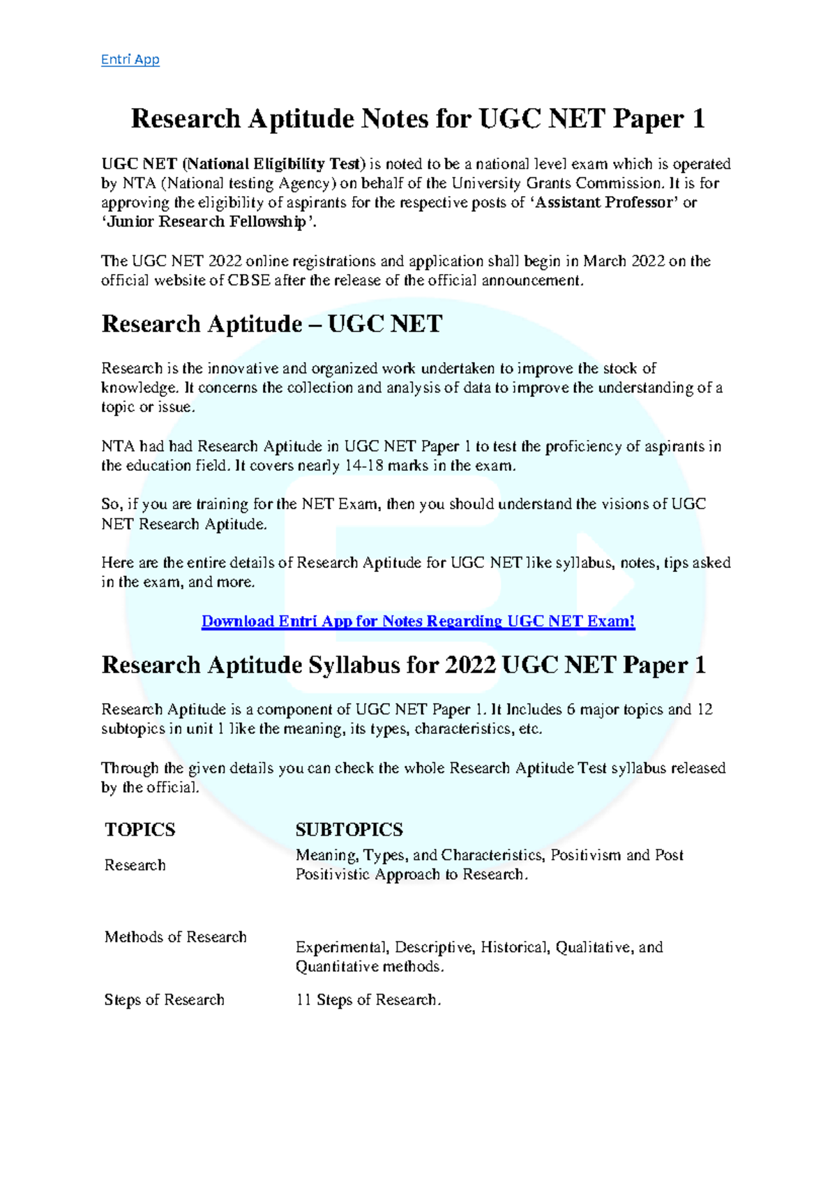 UGC NET Paper 1 Research Aptitude Study Notes for Exam Preparation ...