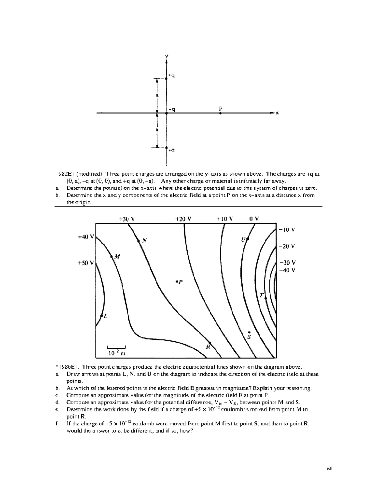 AP Physics 2 (1982E1) Workbook: Electric Fields & Potentials Analysis ...
