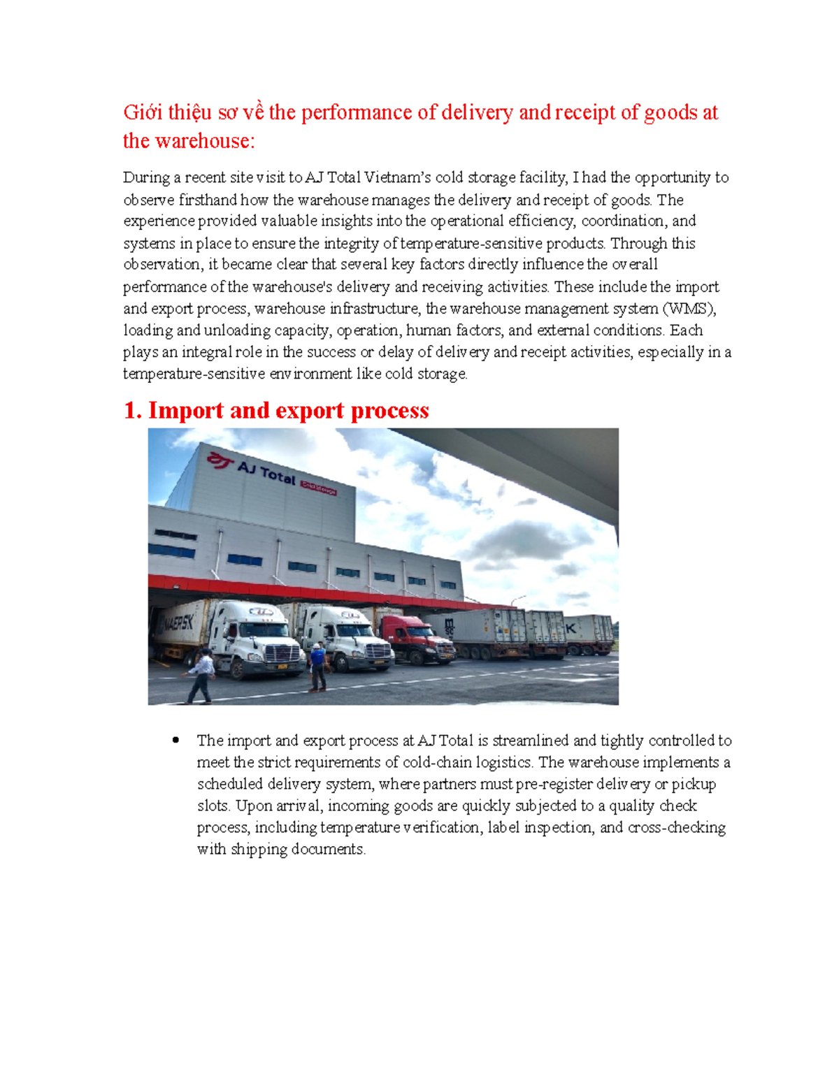 Performance Analysis of Delivery & Receipt of Goods at AJ Total Cold ...