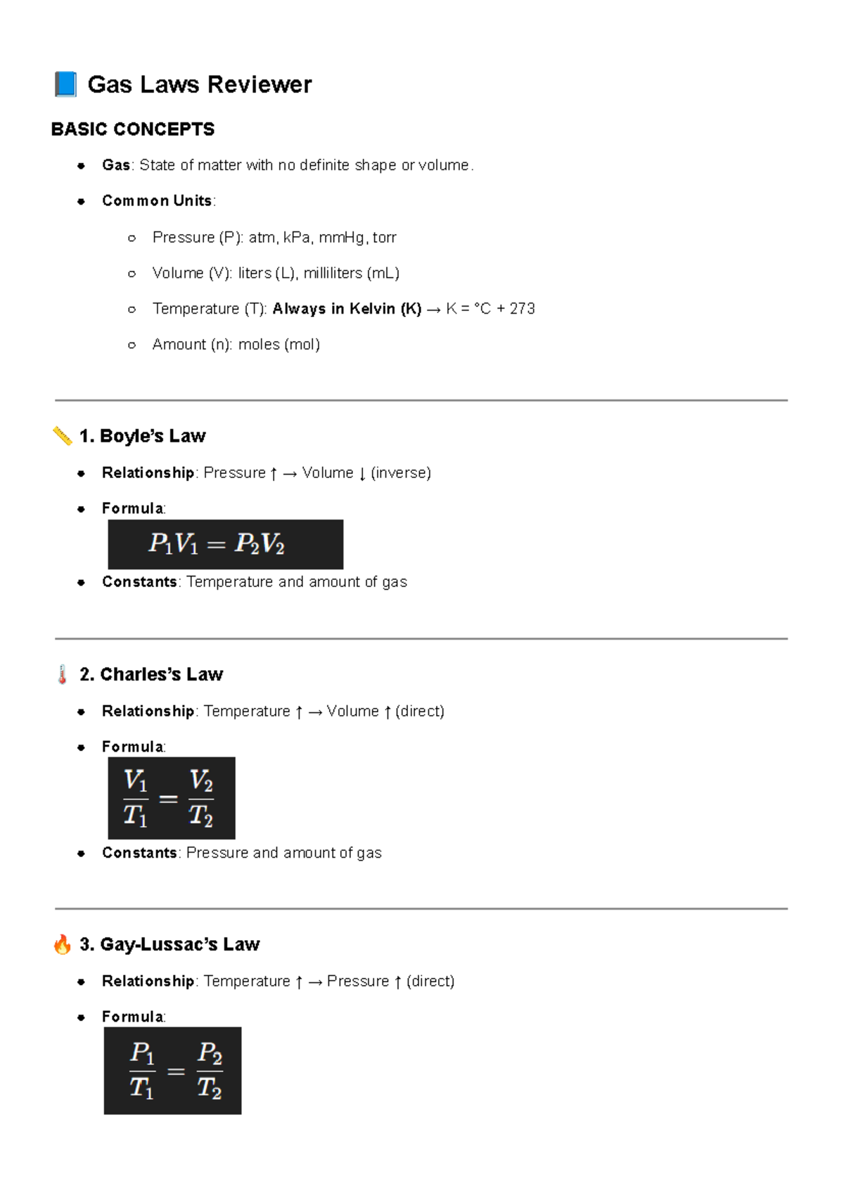 CHEM 10 Gas Laws & Reaction Rates Reviewer - Studocu