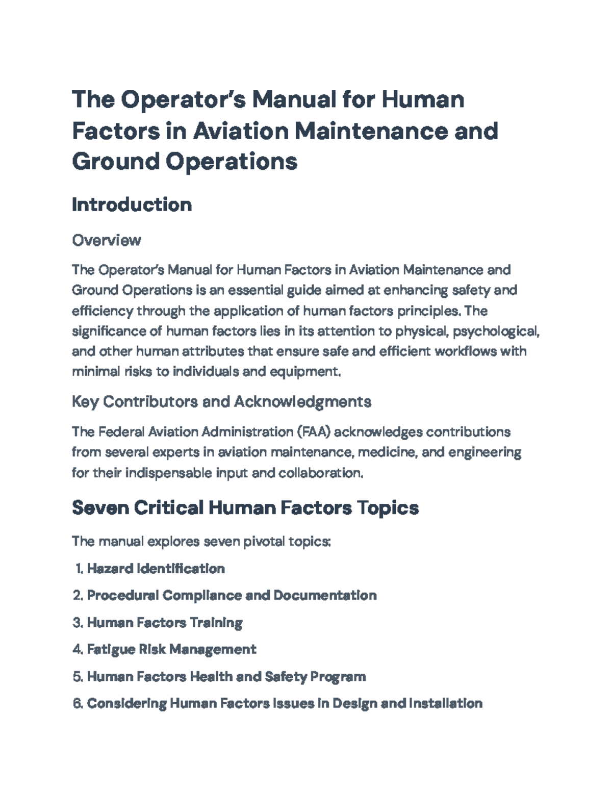 Human Factors in Aviation Maintenance & Ground Ops Manual - Studocu