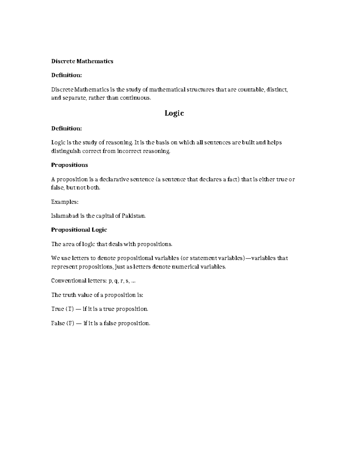 Propositional Logic Notes: Key Concepts and Truth Tables - Studocu