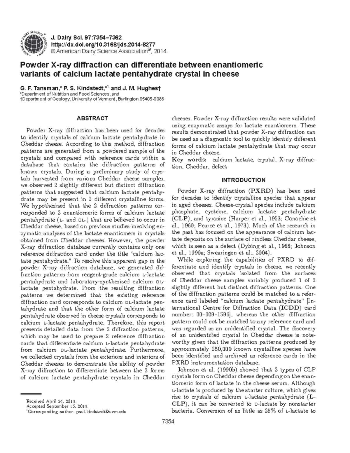 Powder X-ray diffraction can differentiate between enantiomeric - 7354 ...