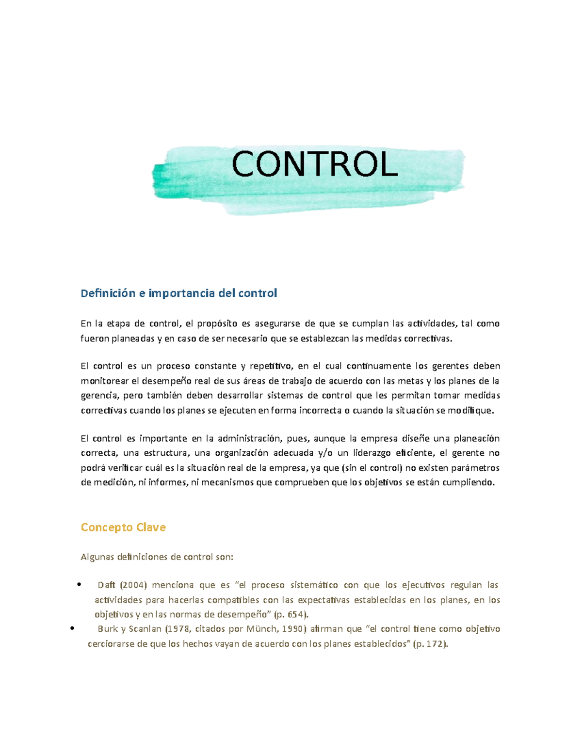 Control: Definición y Principios Esenciales en la Administración - Studocu