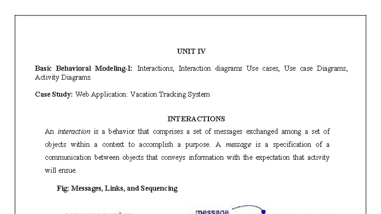 OOAD UNIT-4 - Ooad study materials - UNIT IV Basic Behavioral Modeling-I: Interactions ...