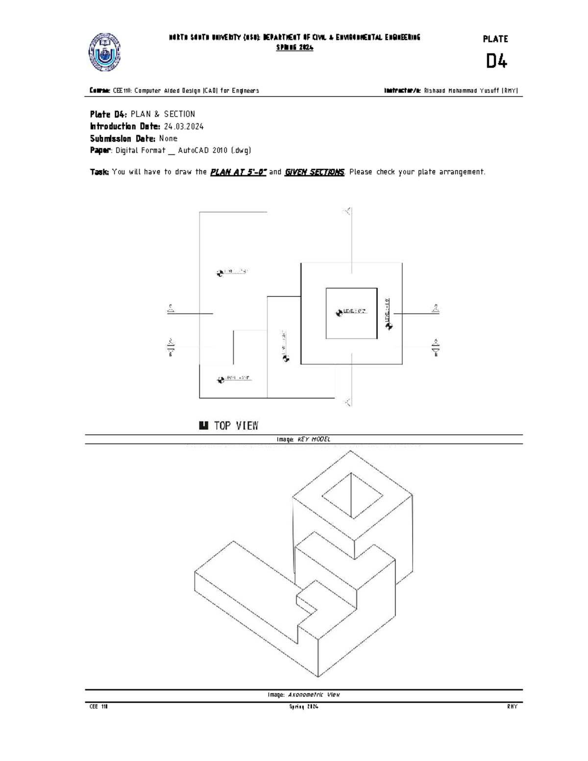 CEE 110 Spring 2024: Plate D4 - Plan Section Drawing - Studocu