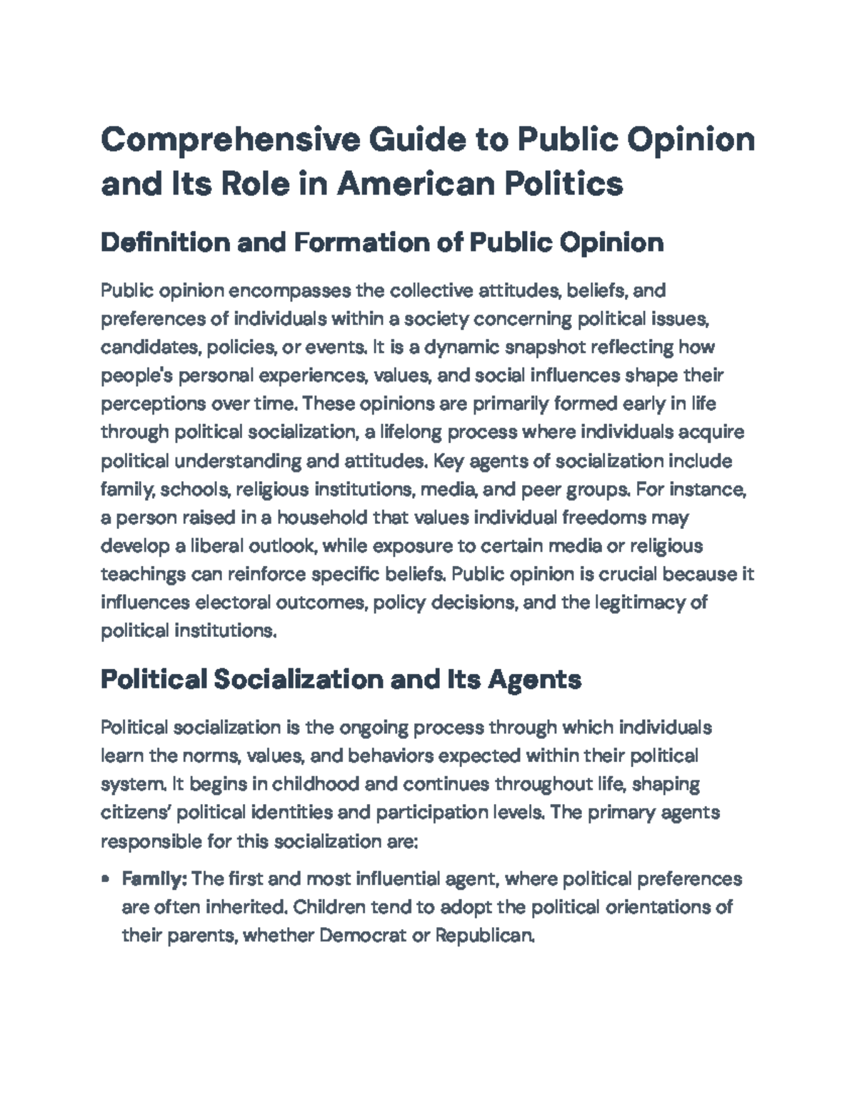 Comprehensive Guide to Public Opinion & Political Behavior in America ...
