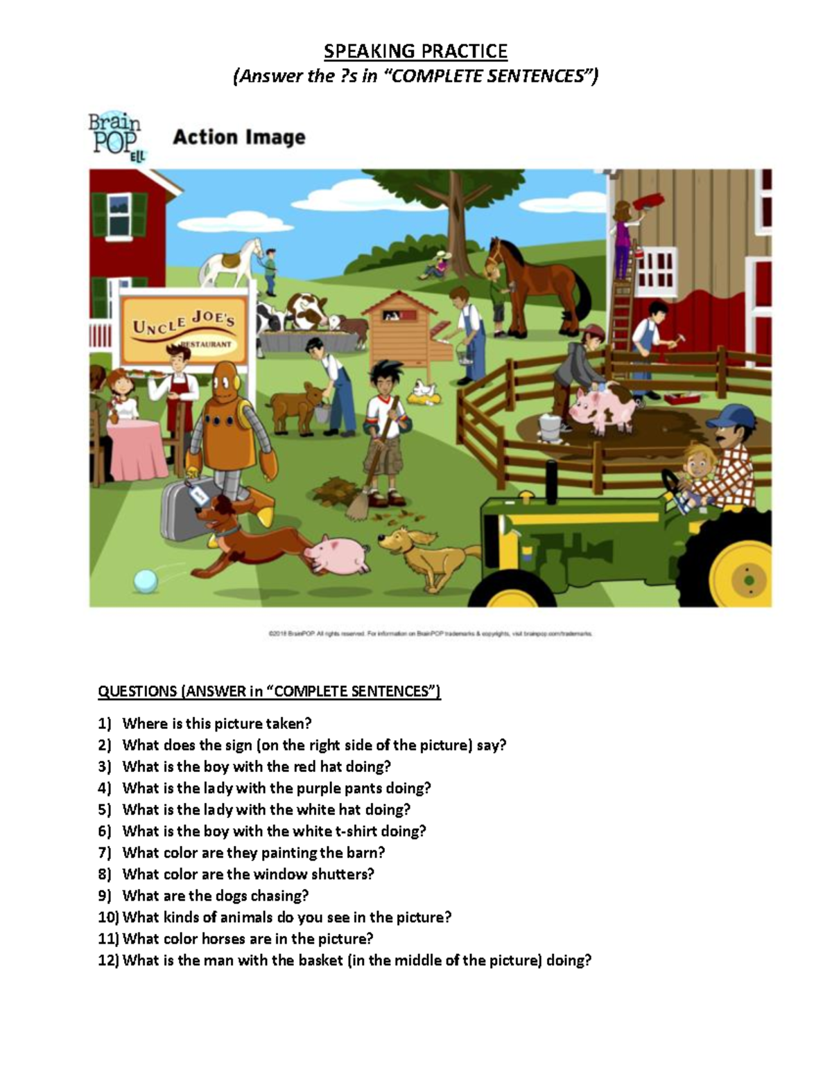 ELPAC Practice: Complete Sentences Speaking Questions Exercise - Studocu