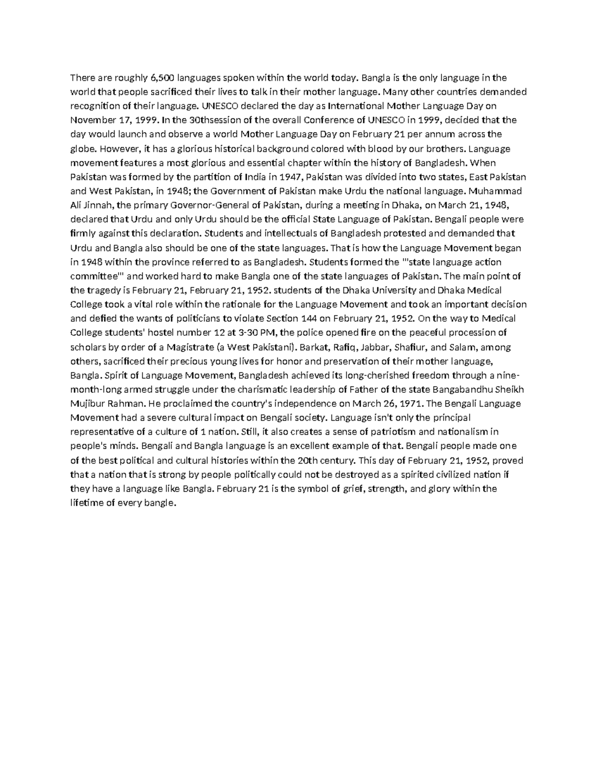 BEN - The Historical Significance of the Bengali Language Movement ...