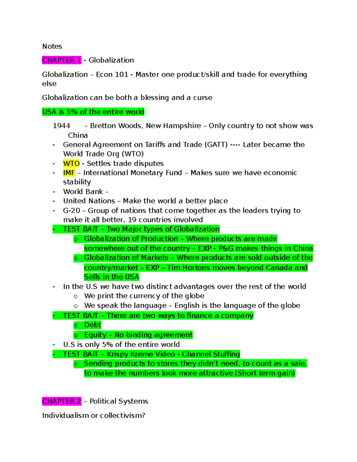 Globalization and Economic Systems: An Overview - Econ 101 Notes - Studocu