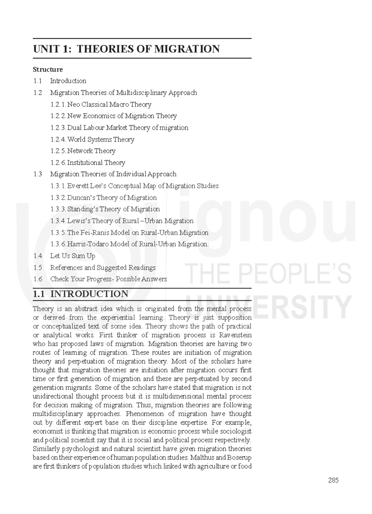Unit 1: Theories of Migration - A Multidisciplinary Approach - Studocu
