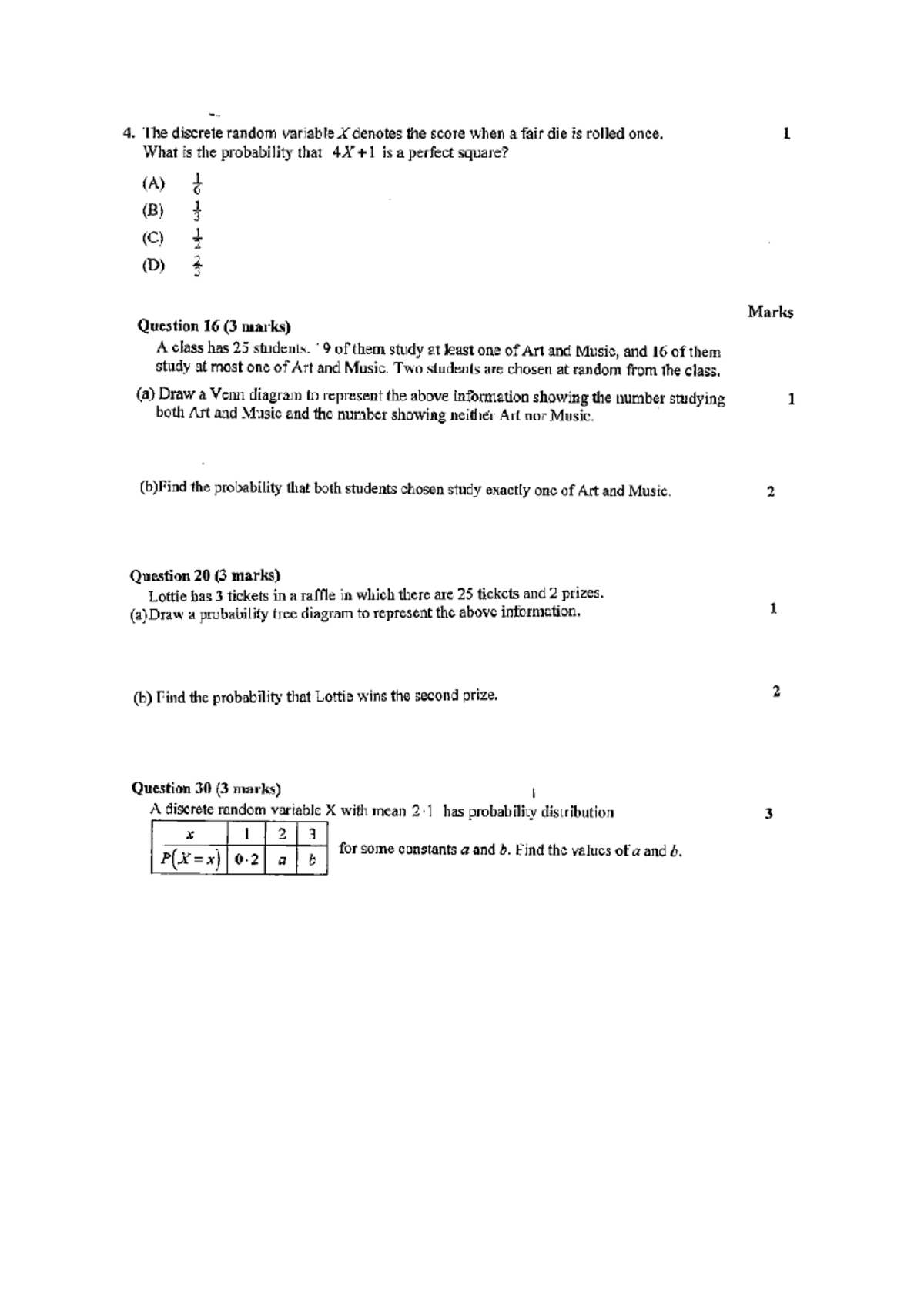 Discrete Data HSC Type Questions: Probability and Venn Diagrams - Studocu