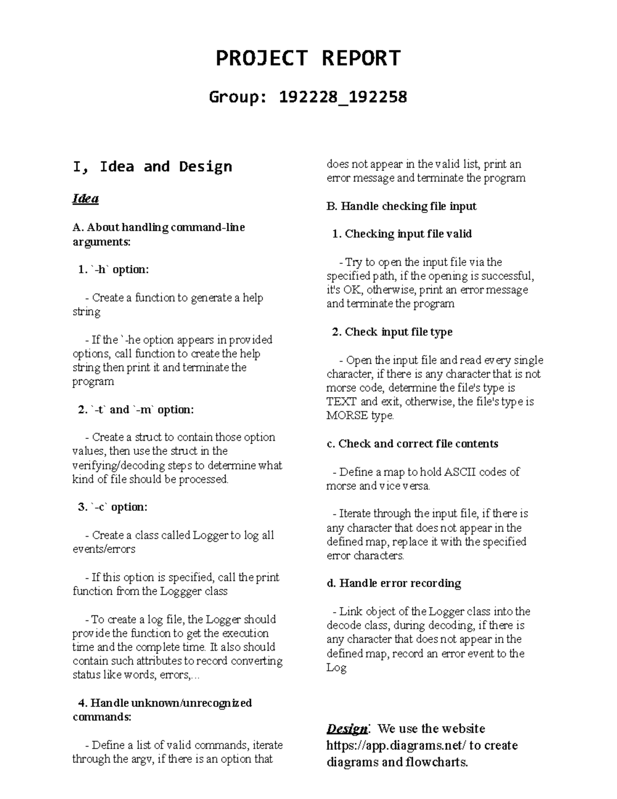 Abstract - Lecture notes 4 - PROJECT REPORT Group: 192228_ I, Idea and ...