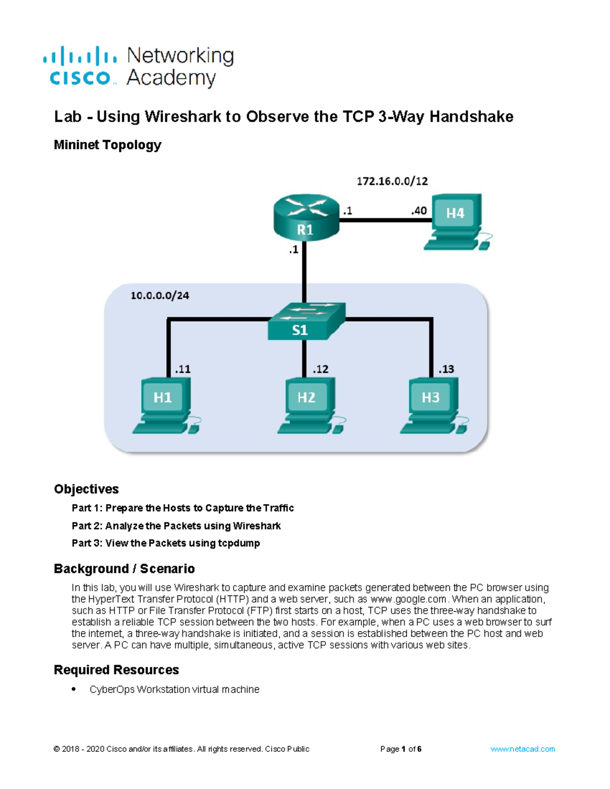 9.2.6 Lab: Analyzing TCP 3-Way Handshake with Wireshark & tcpdump - Studocu