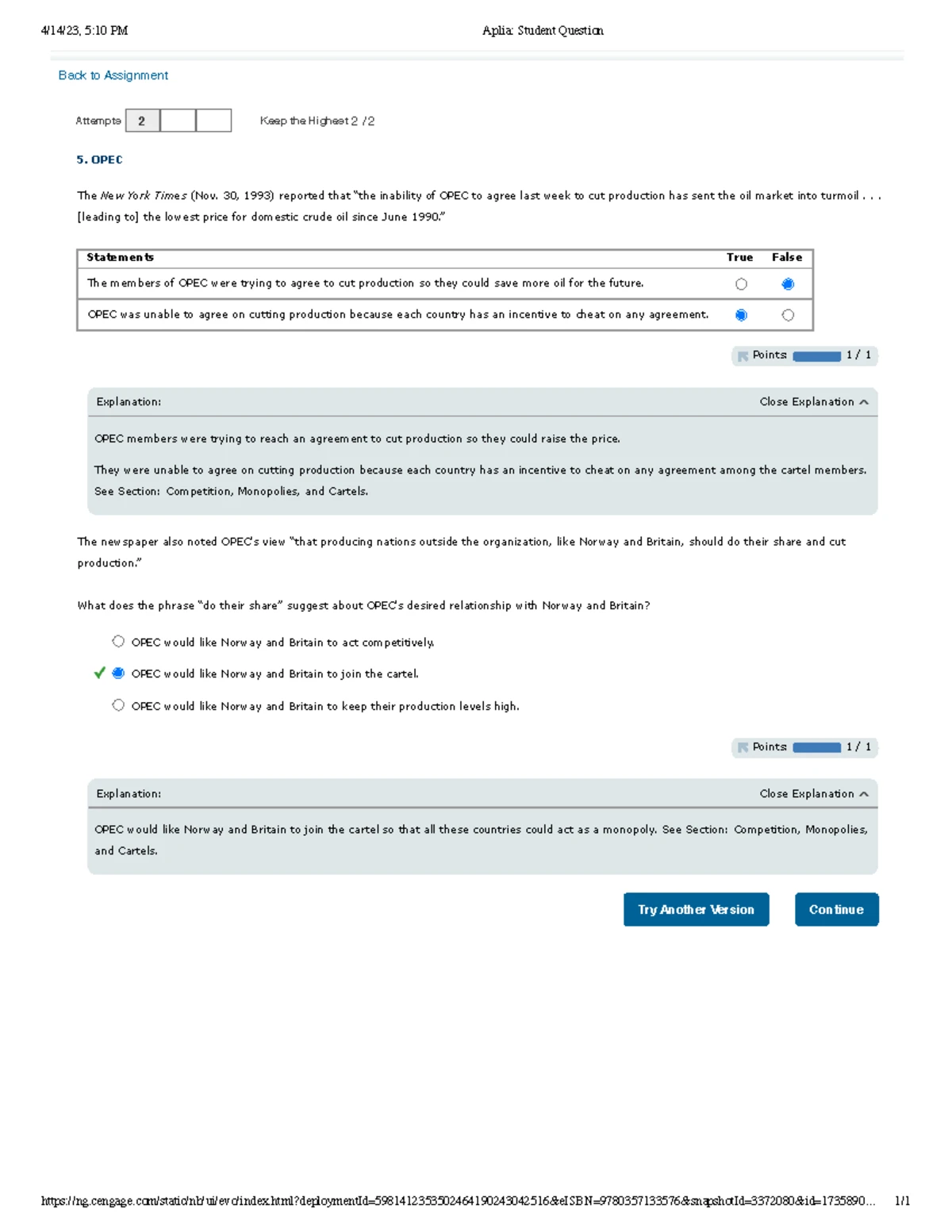 module quiz one operating cost ? - 3/5/23, 1:45 PM MindTap - Cengage ...