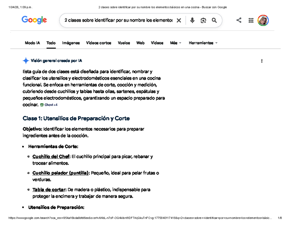 Clases de Utensilios Básicos de Cocina: Identificación y Uso - Studocu