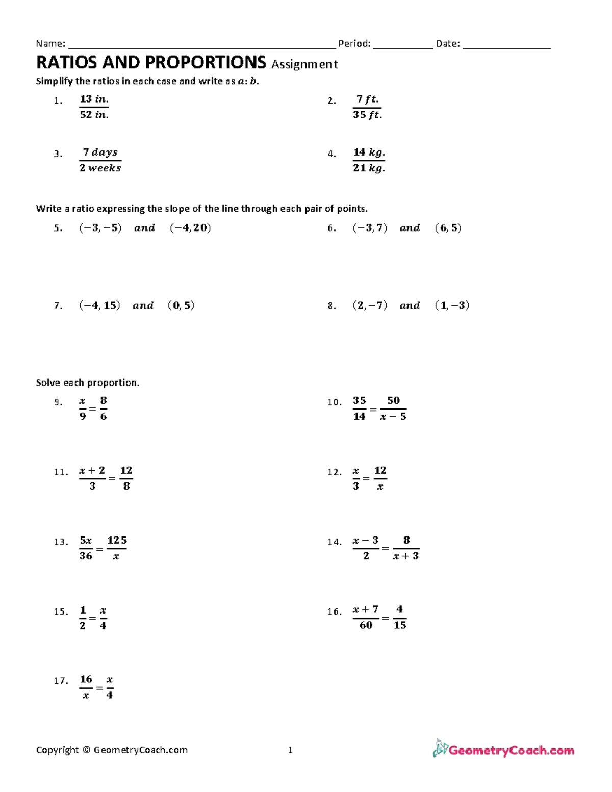 RATIOS AND PROPORTIONS Assignment (Course Code: 7 1) - Studocu