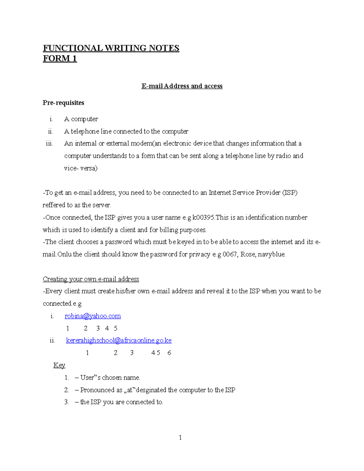 Functional Writing Notes F1 4 - ####### 1 FUNCTIONAL WRITING NOTES FORM ...