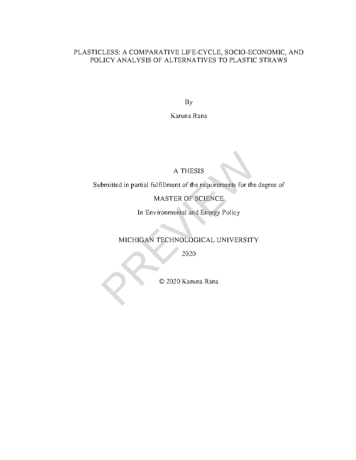 Comparative LCA of Alternatives to Plastic Straws - MSEEP Thesis - Studocu