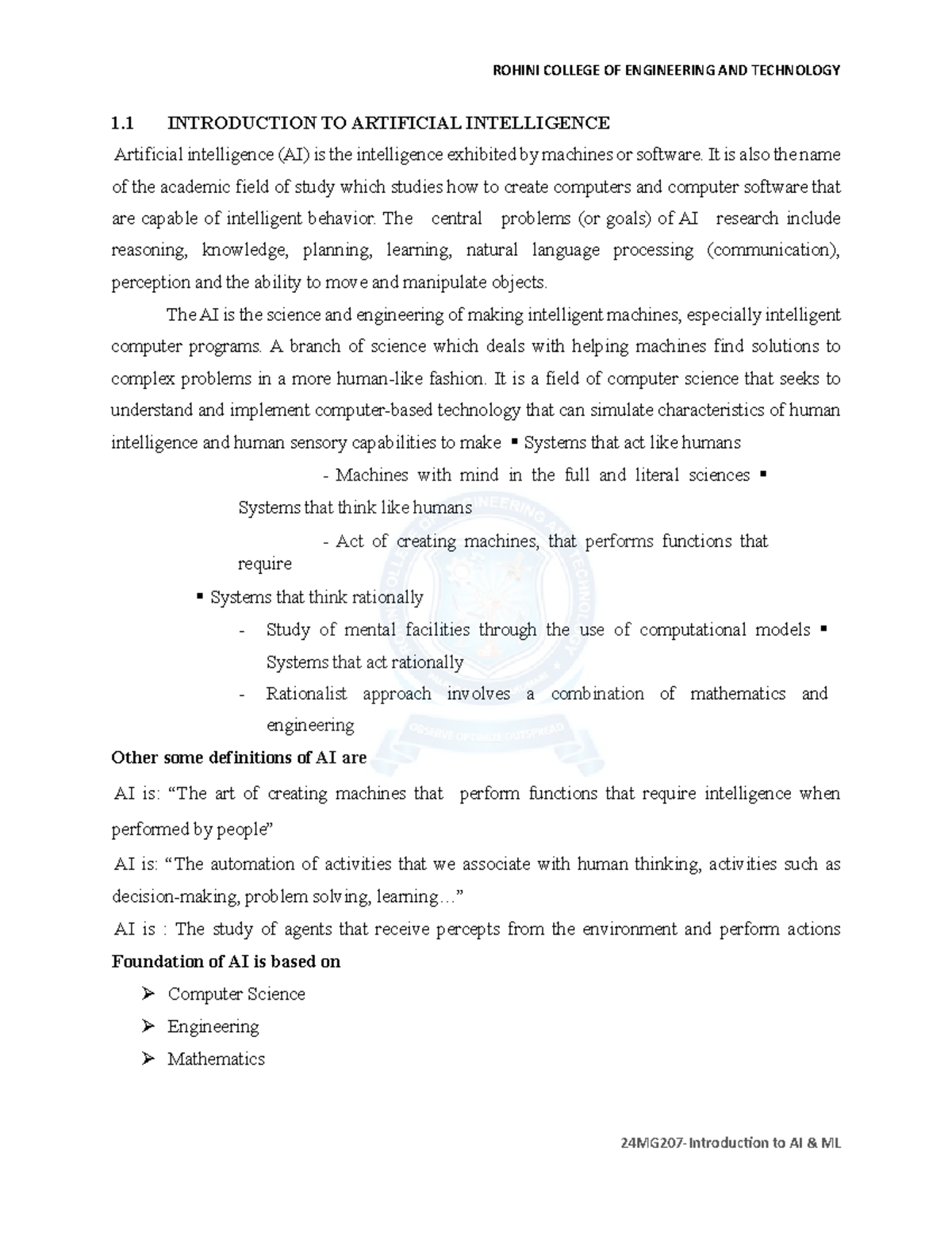 AI ML: Introduction to Artificial Intelligence and Its Applications ...