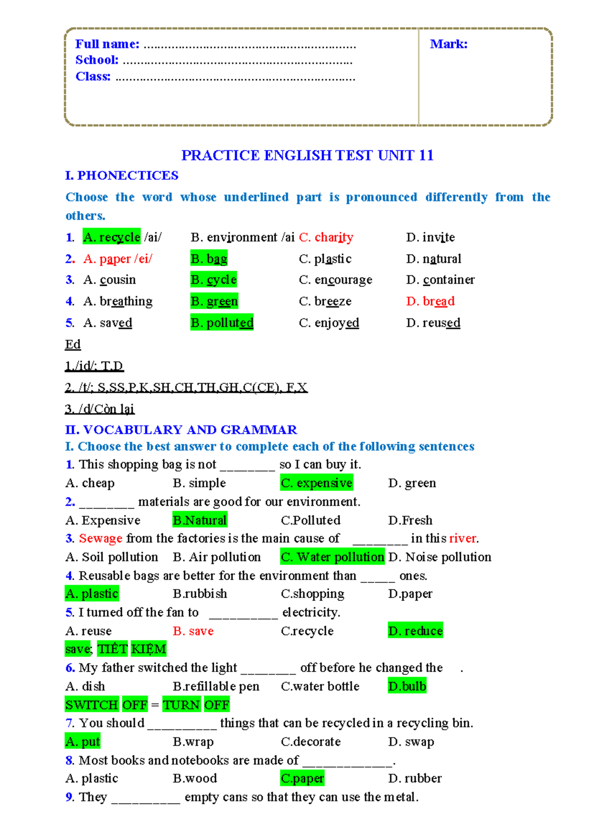 TA 6 Global Practice Test: English Unit 11 Review - Studocu