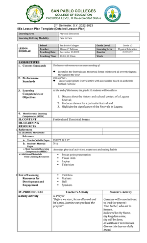 MITOSIS AND MEIOSIS - DETAILED LESSON PLAN School San Juan National ...