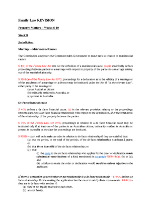 Study guide - STUDY GUIDE LA4032 – FAMILY LAW Includes – Case List ...