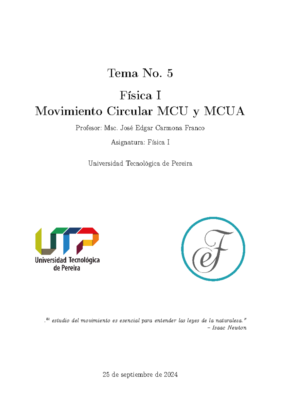 FIS I UTP - Movimiento Circular Uniforme (MCU) y Acelerado (MCUA) - Studocu