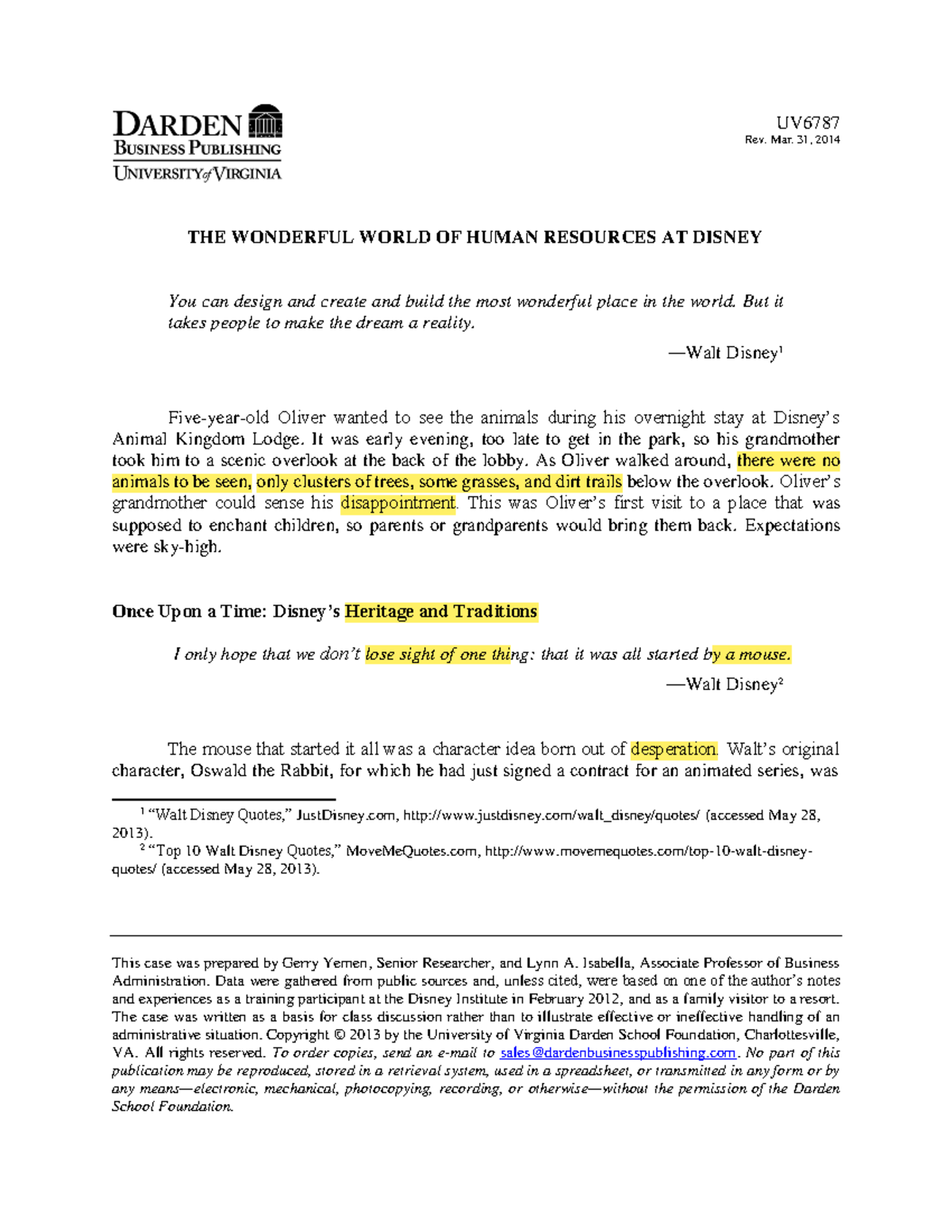 Disney Training and Development - UV Rev. Mar. 31, 2014 THE WONDERFUL ...