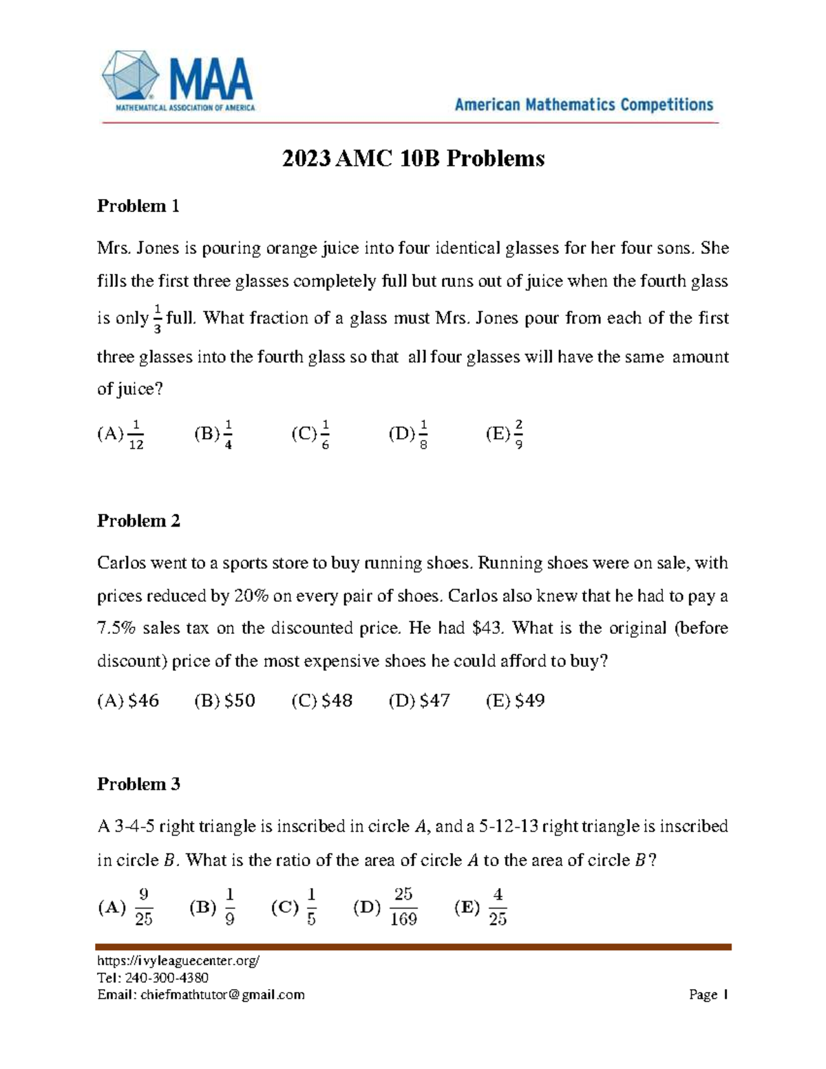 2023 AMC 10B Problems & Solutions: Comprehensive Guide - Studocu