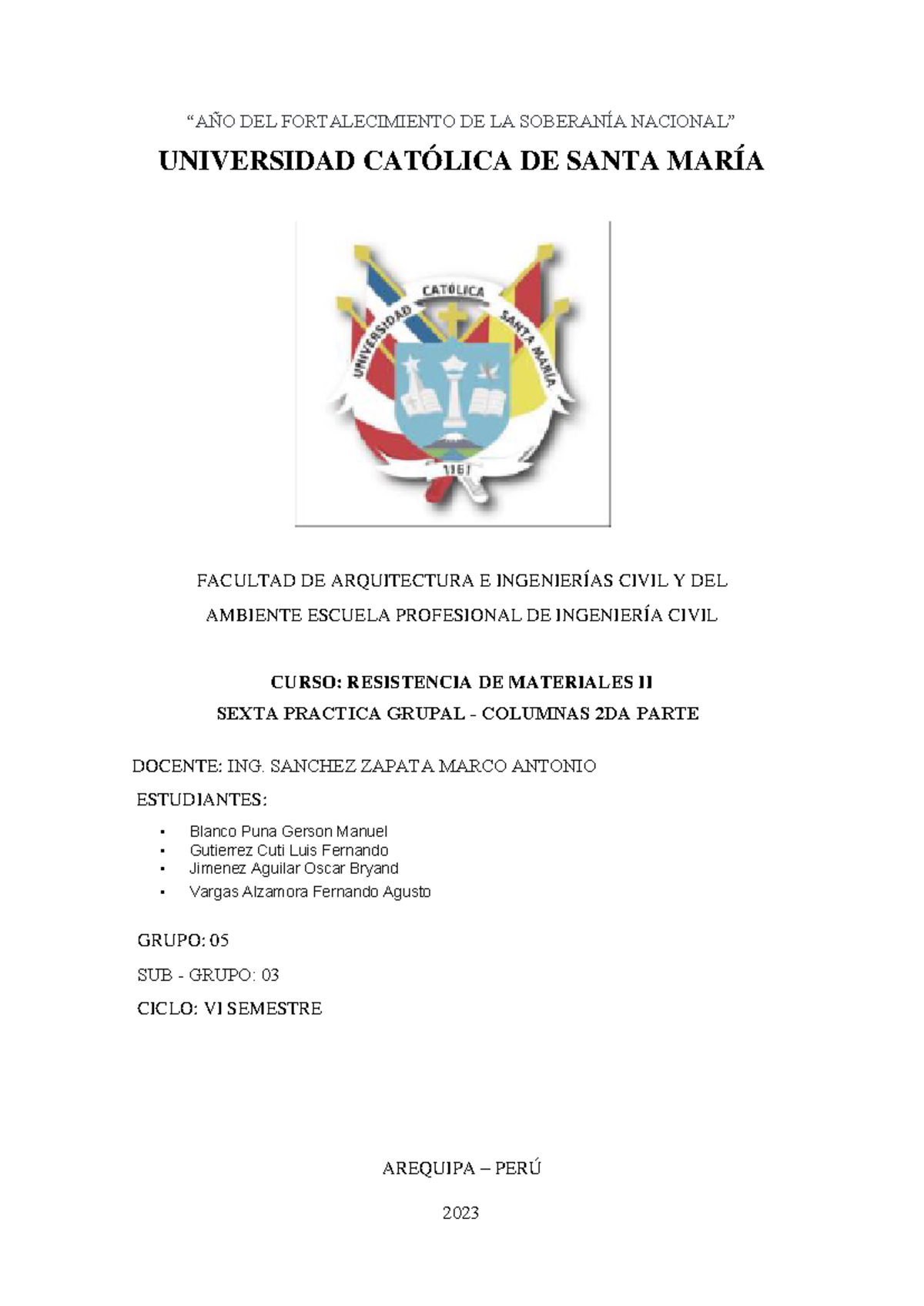 6TA Practica Grupal - Columnas II, 6TA Parte - Sbgrp 3 - Studocu