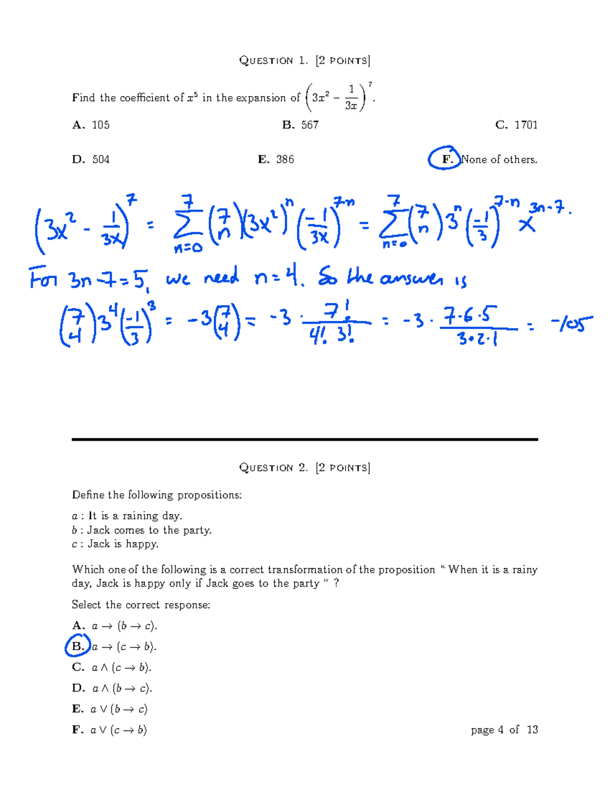 Practice exam 2 solutions for course code MATH 101 - Studocu