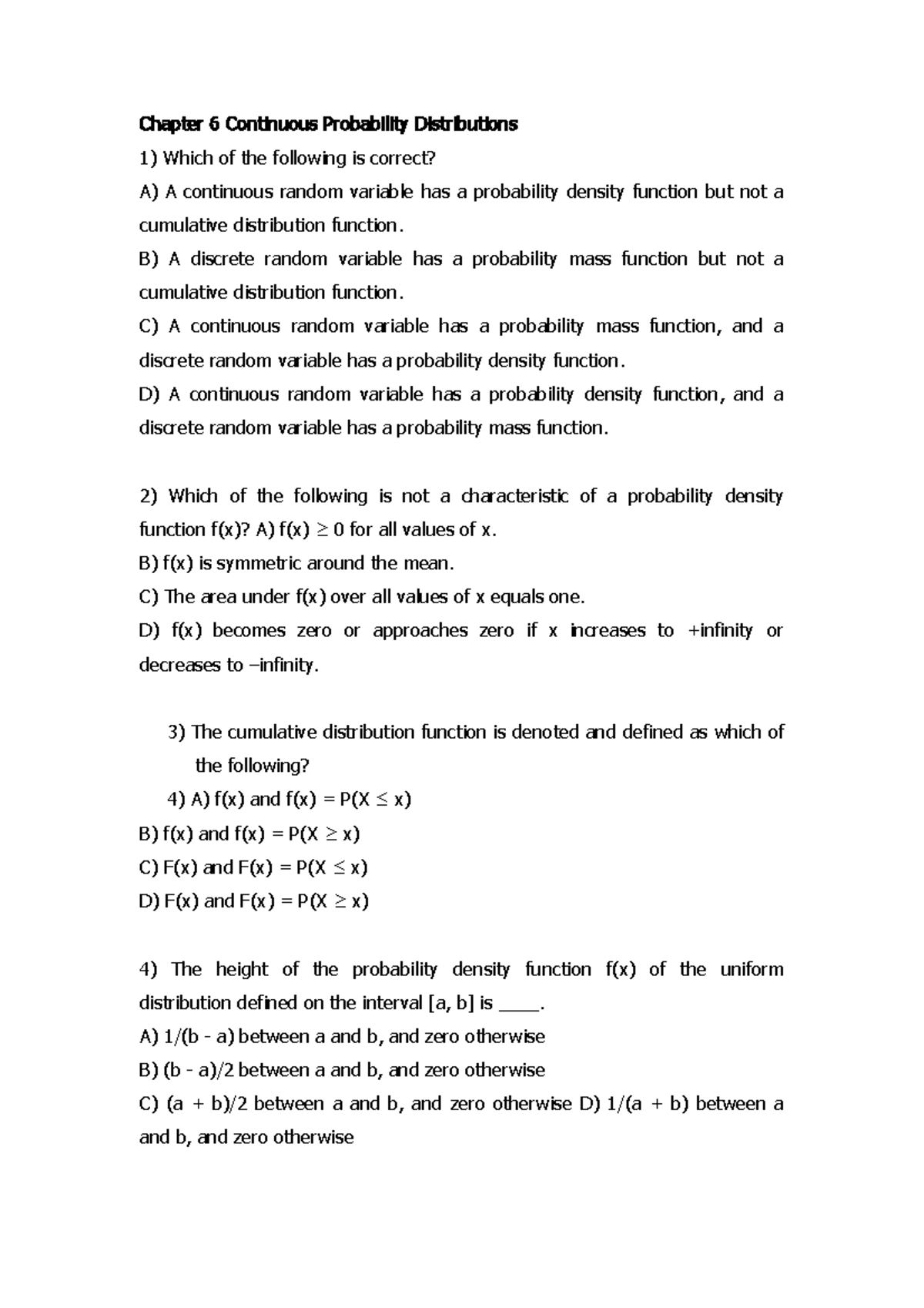 Chapter 6 Continuous Probability Distributions ( Statistics) - Chapter ...