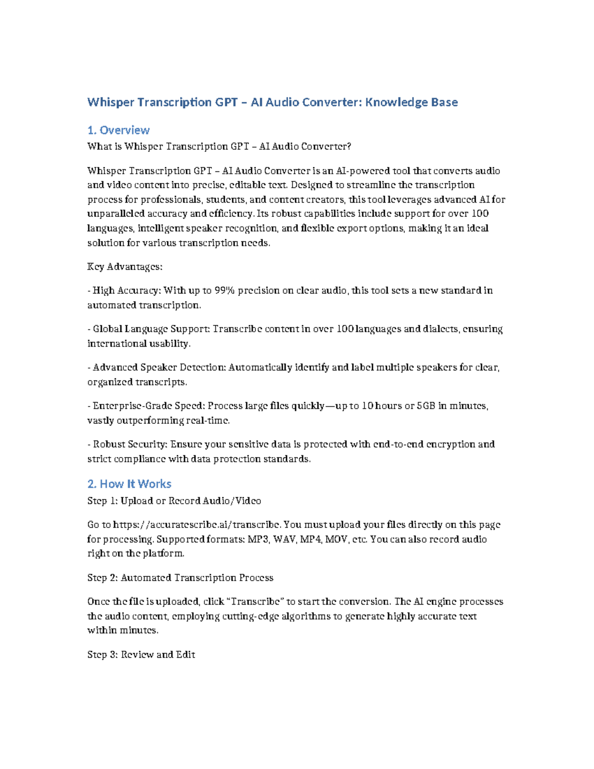 Whisper Transcription GPT AI Audio Converter: User Instructions Guide ...