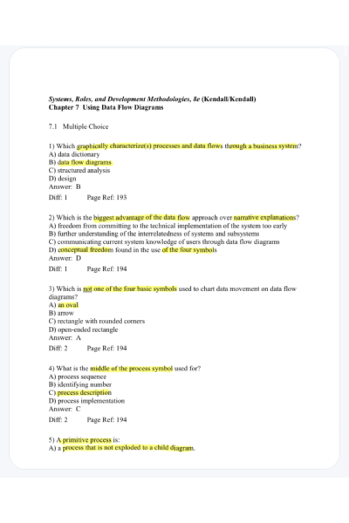 Ch 7 - Data Flow Diagrams and Business Systems Overview - Studocu