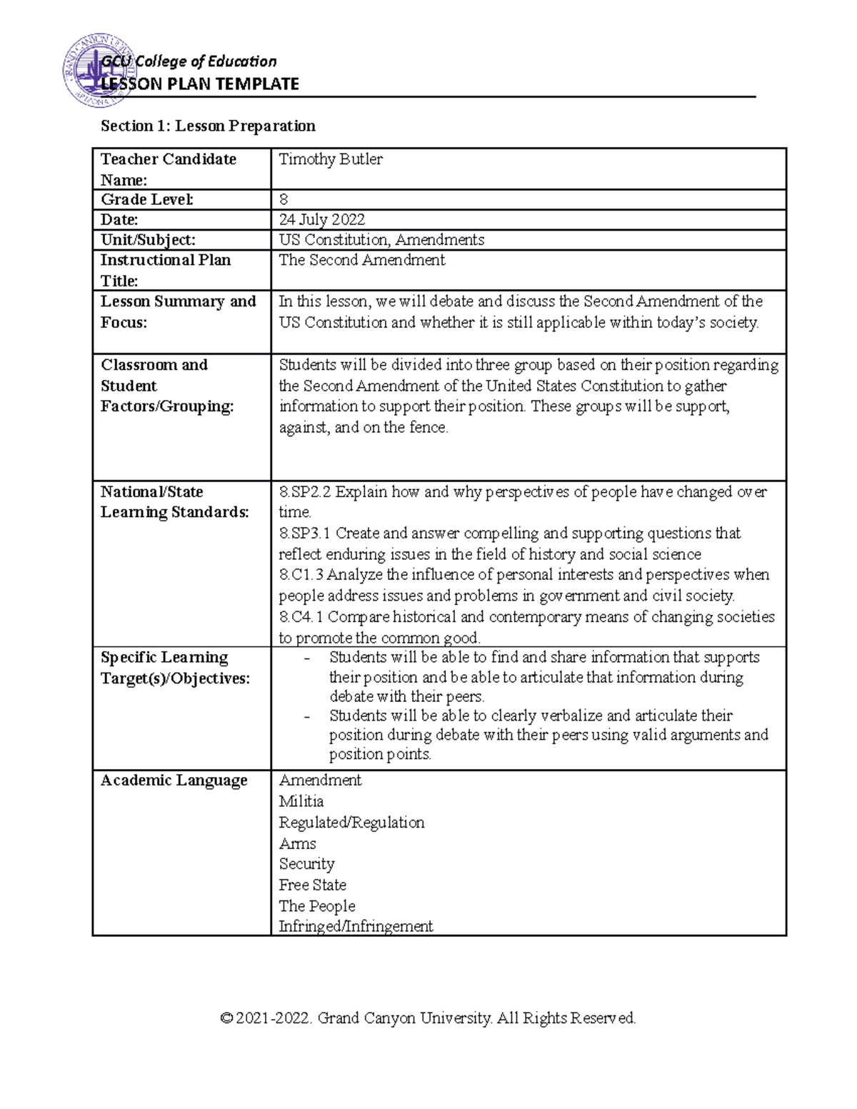 Civics-Government Lesson Plan - Tim Butler - LESSON PLAN TEMPLATE ...