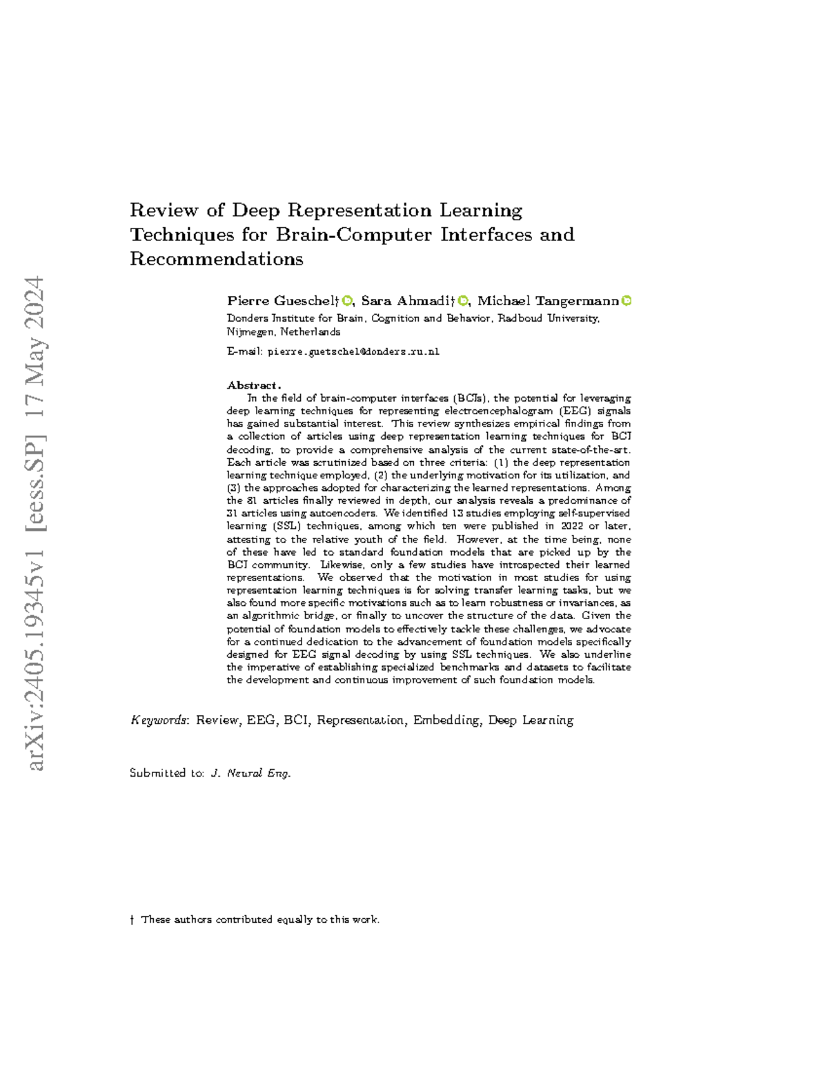 Review of Deep Learning Techniques for BCI: Insights & Recommendations ...