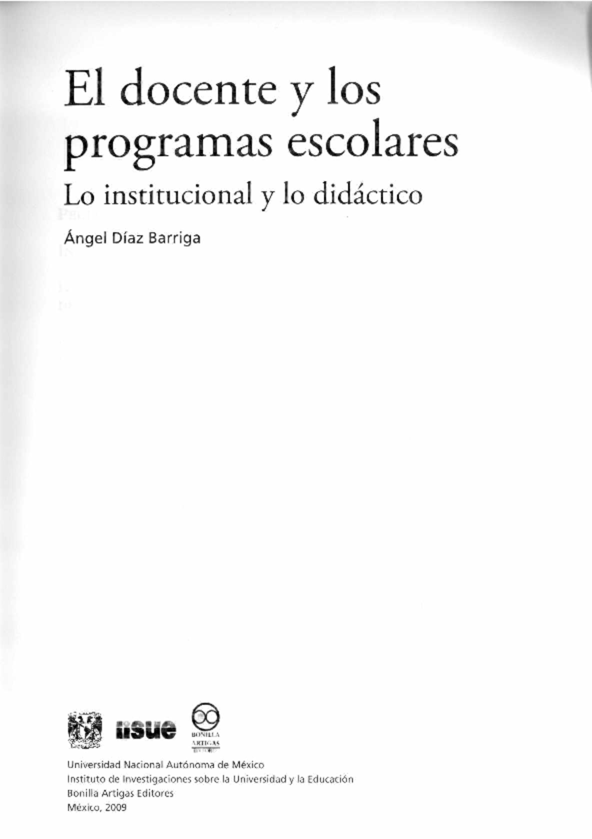 El Docente y los Programas de Estudio: Análisis Institucional y Didáctico - MITA - Studocu