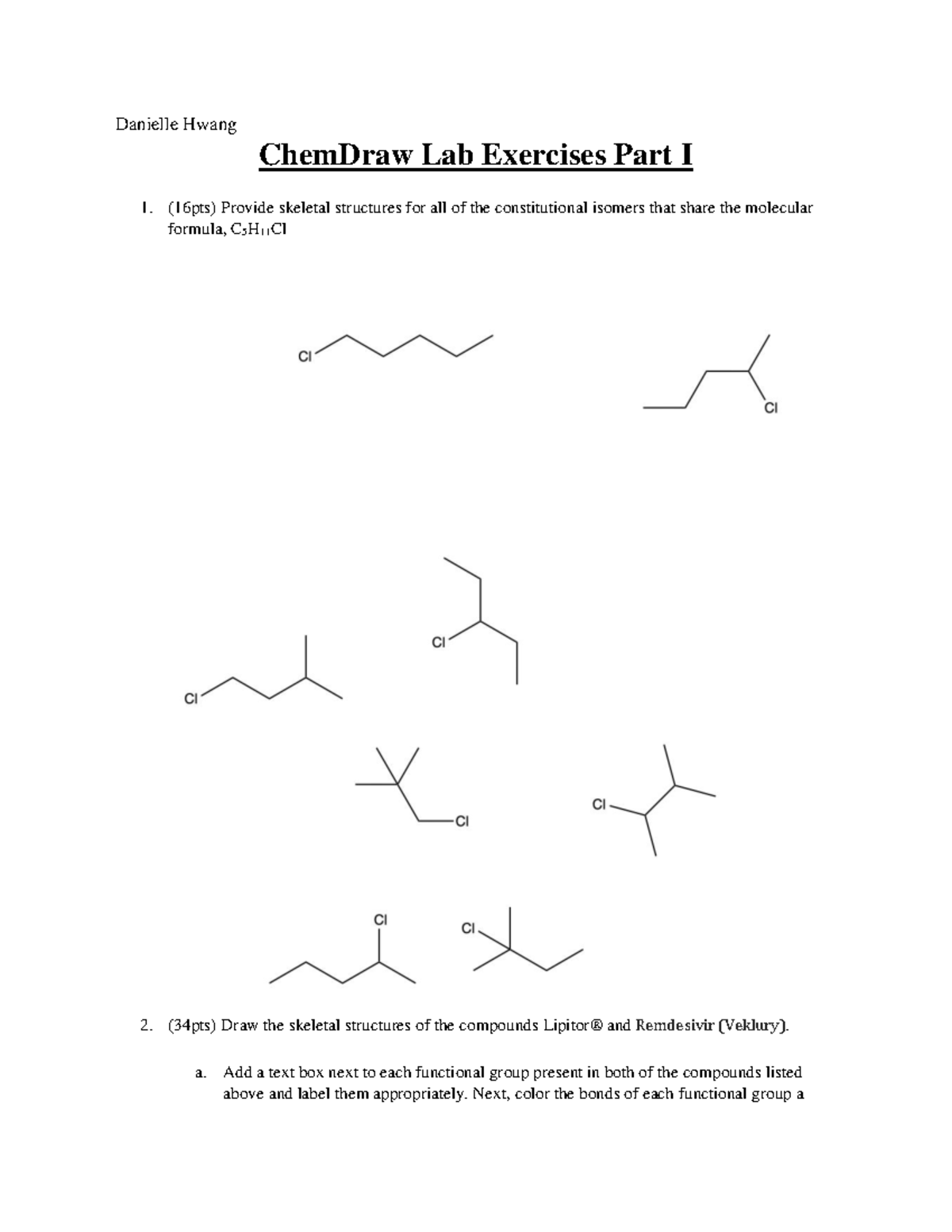 Chem Draw Lab Exercises Part I - Thursday 3:55 PM - Studocu