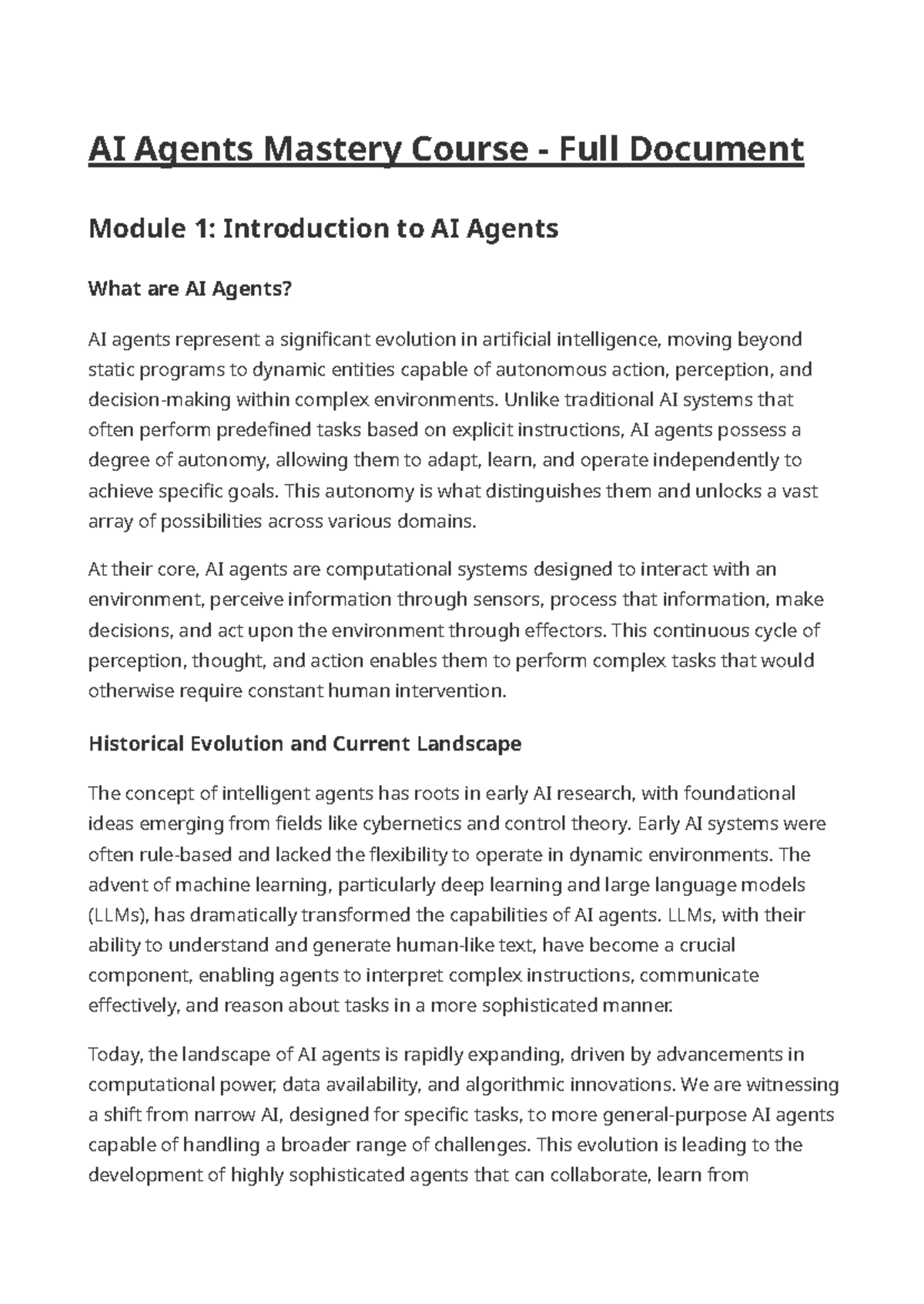 AI Agents Mastery Course: Module 1 - Introduction to AI Agents - Studocu