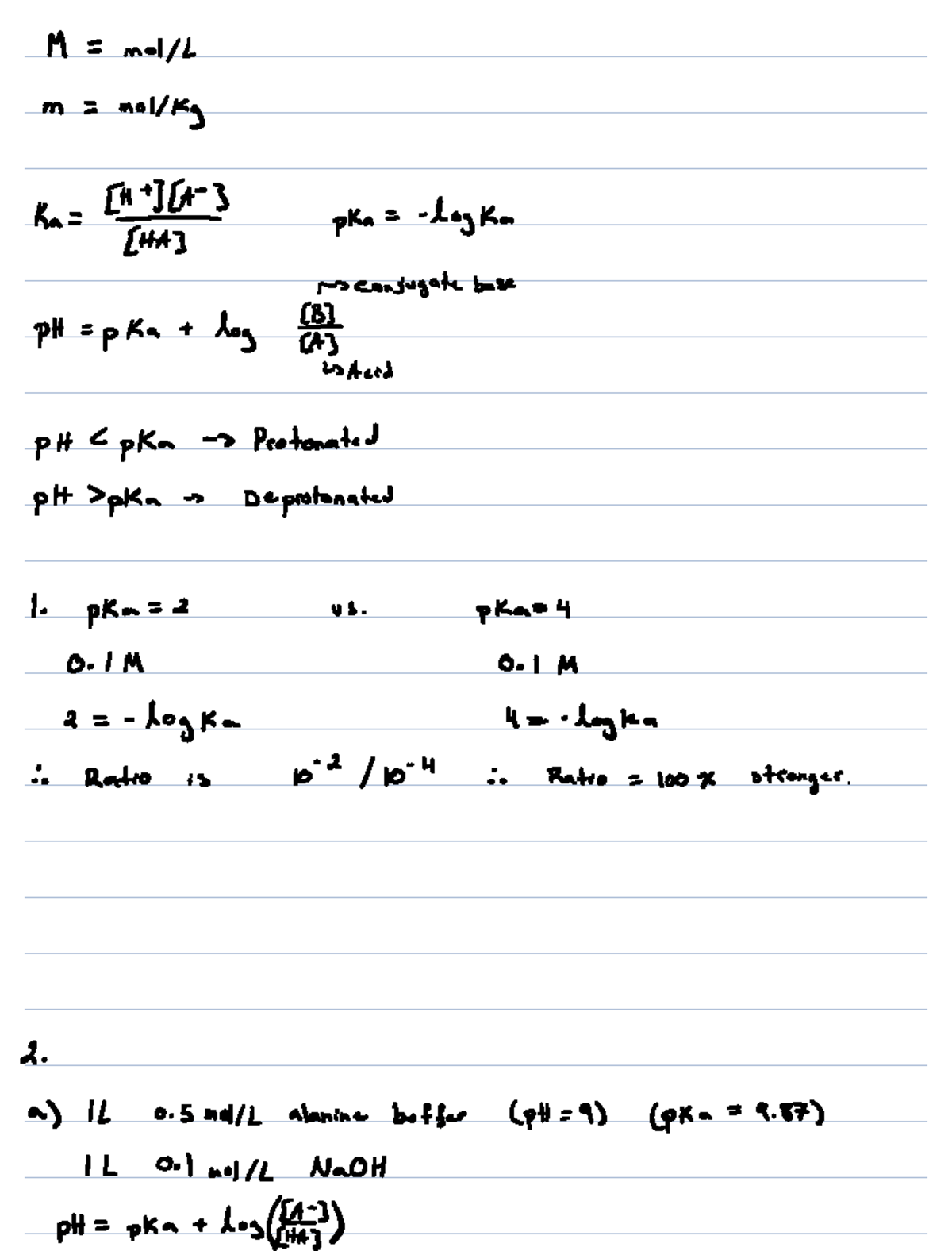 Chemistry Tutorial 1 - pH, pKa, and Buffer Calculations - Studocu