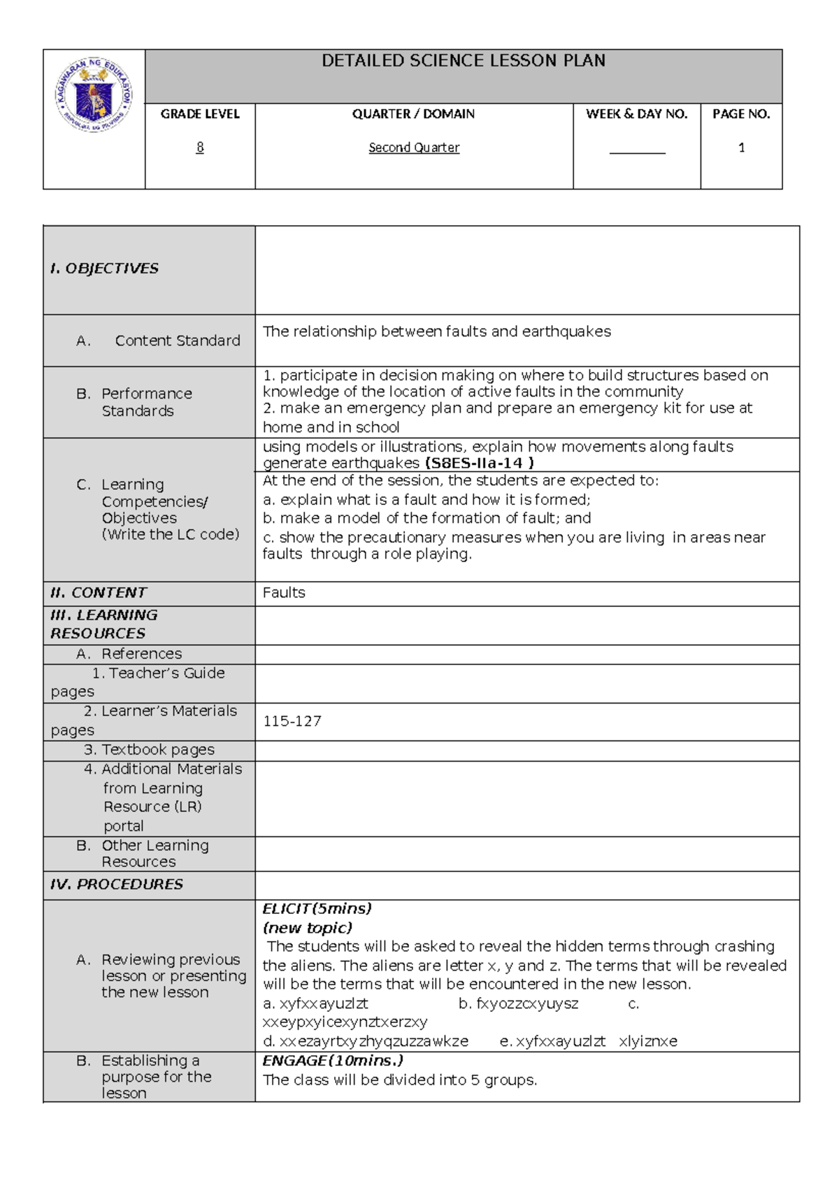 388703688 7 E s Lesson Plan: Understanding Faults and Earthquakes - Studocu