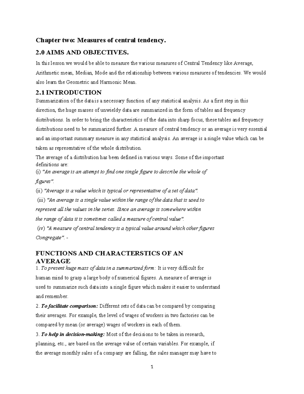 Chapter 3: Measures of Central Tendency - Final Exam Notes - Studocu
