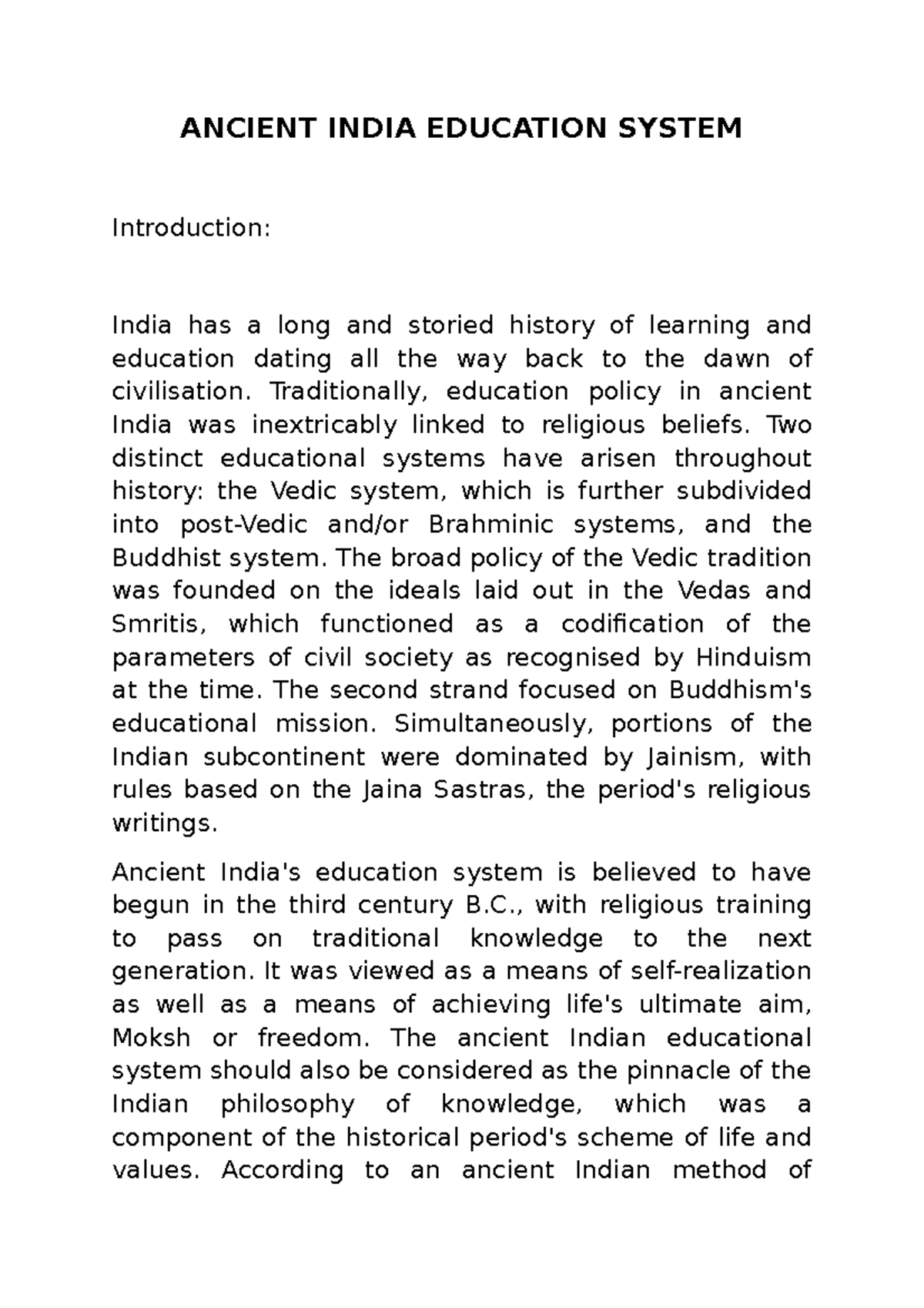 Ancient India Education System - ANCIENT INDIA EDUCATION SYSTEM ...