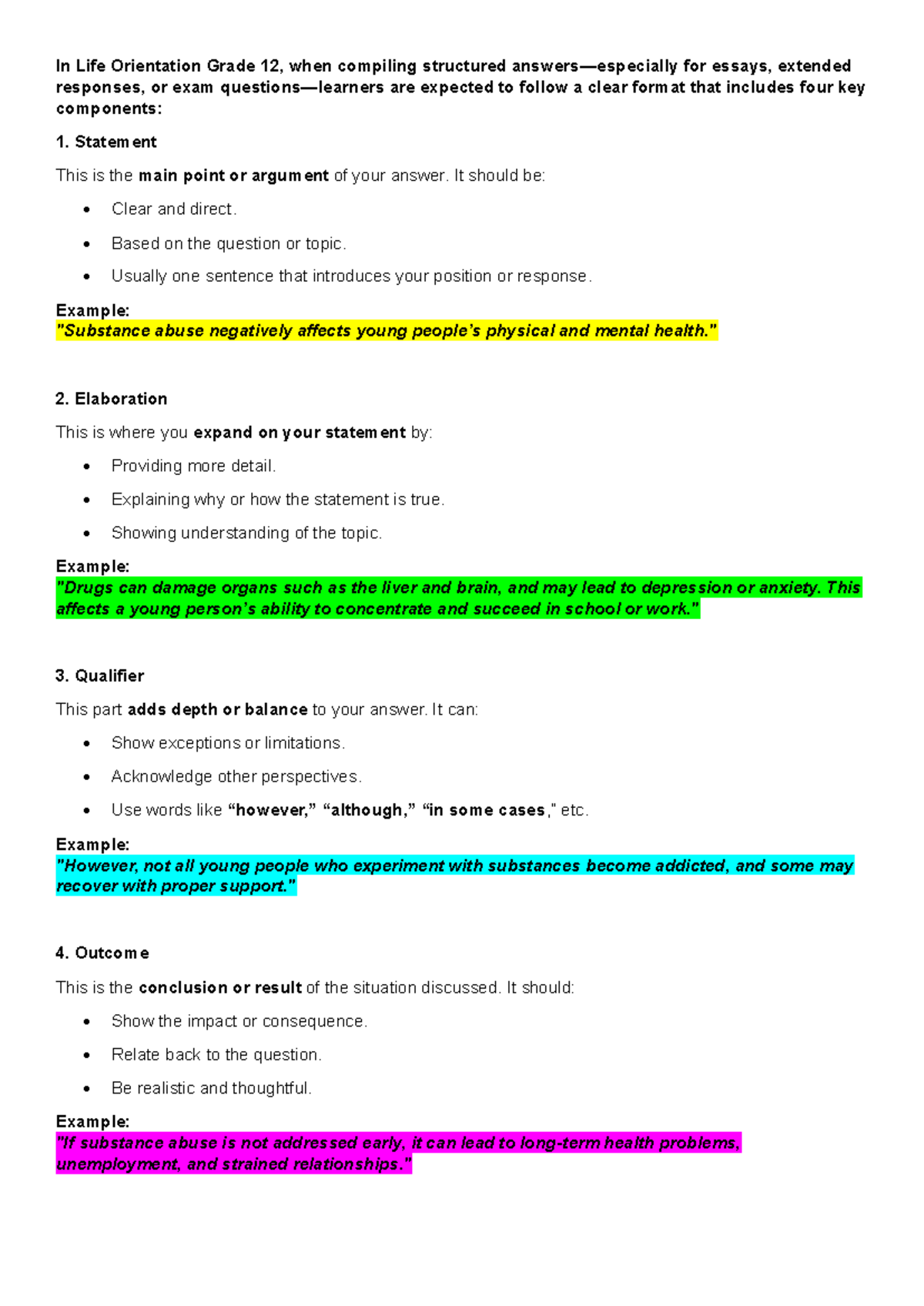 LO Grade 12 Lesson: Structured Responses for Essays & TB Management ...