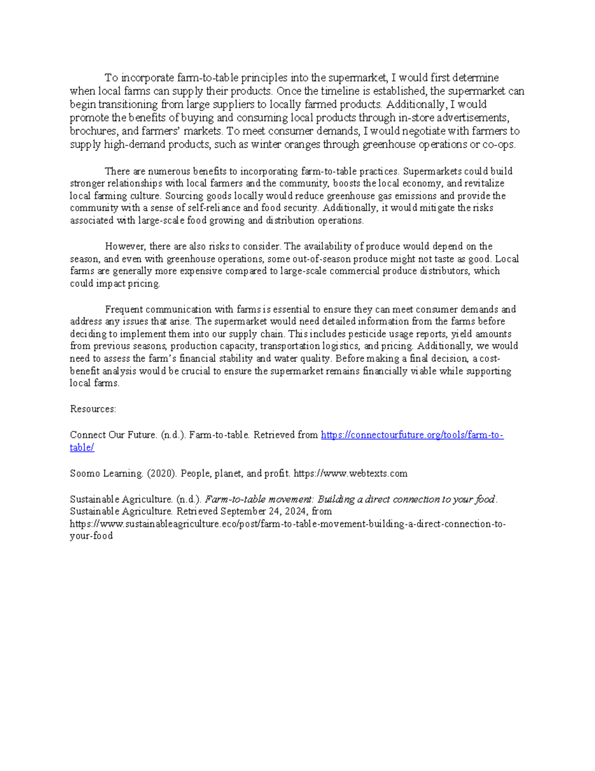 4-2 Discussion: Implementing Farm-to-Table & Triple Bottom Line ...